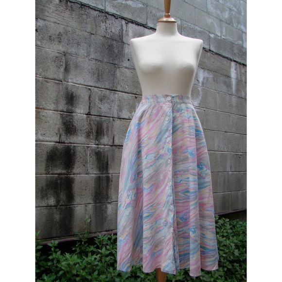 lahaina blvd | Skirts | Vintage 6s Hawaii Pastel Water Color Skirt ...